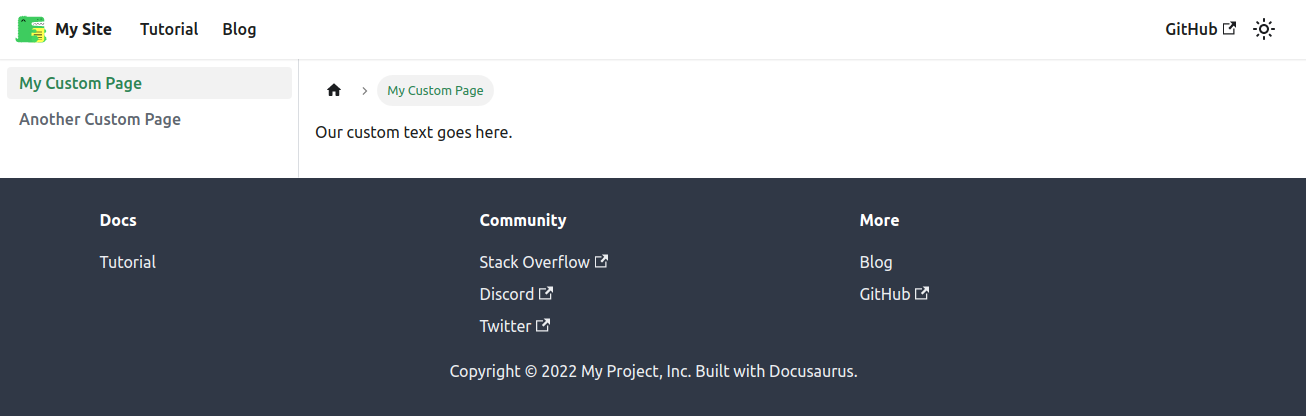Docusaurus: Side menu on custom page | Mark Needham