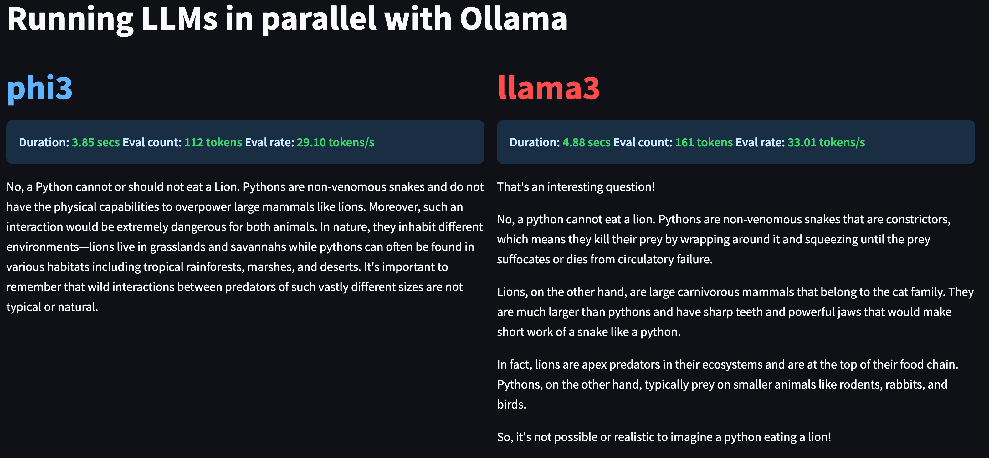 Side by side LLMs with Ollama and Streamlit | Mark Needham
